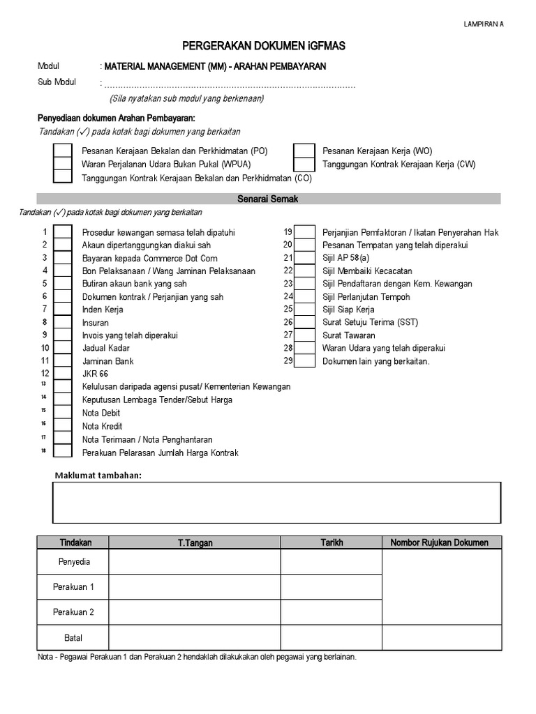 BORANG PERGERAKAN DOKUMEN iGFMAS - PENYEDIAAN DOKUMEN ARAHAN PEMBAYARAN | PDF