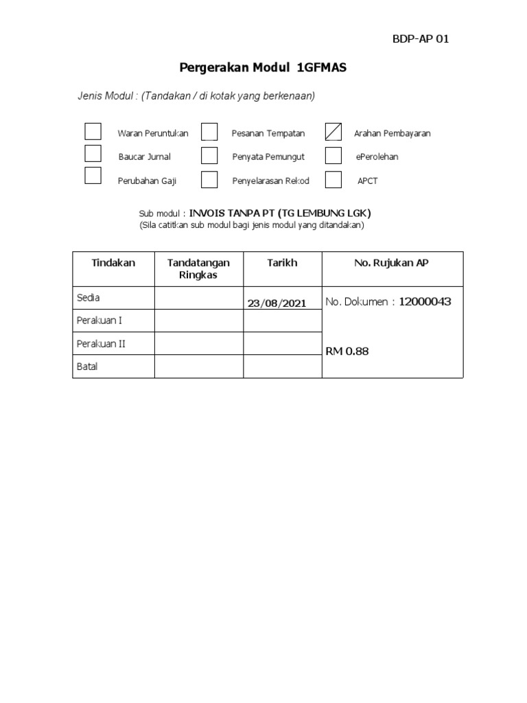 PERGERAKAN DOKUMEN 1gfmas - RHB | PDF