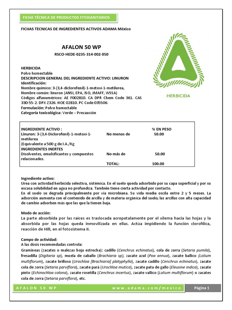 Ficha Tecnica Afalon Adama Tcm43-9622 | PDF | Pesticida | Plantas
