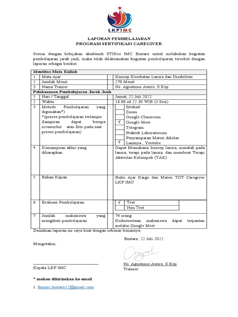 Laporan PJJ Agustinus Awiro 20 Juli 2022 | PDF