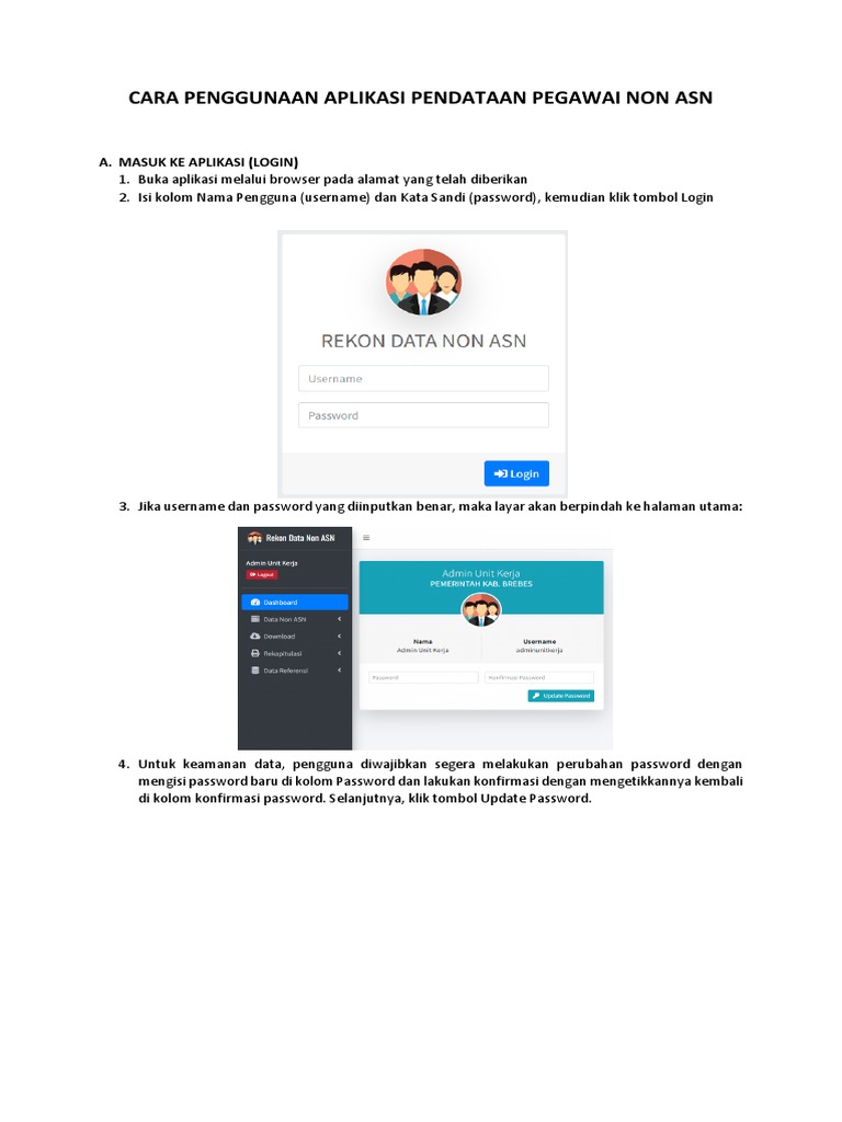 Petunjuk Penggunaan Aplikasi Pendataan Pegawai Non ASN | PDF