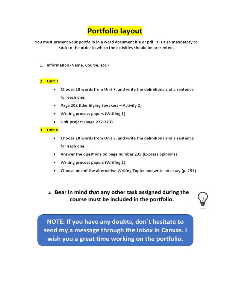 Portfolio Layout Guidelines for Students | PDF