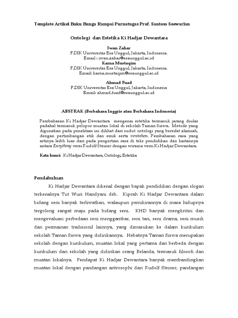 Ontologi Dan Estetika Ki Hadjar Dewantara | PDF | Ilmu Sosial