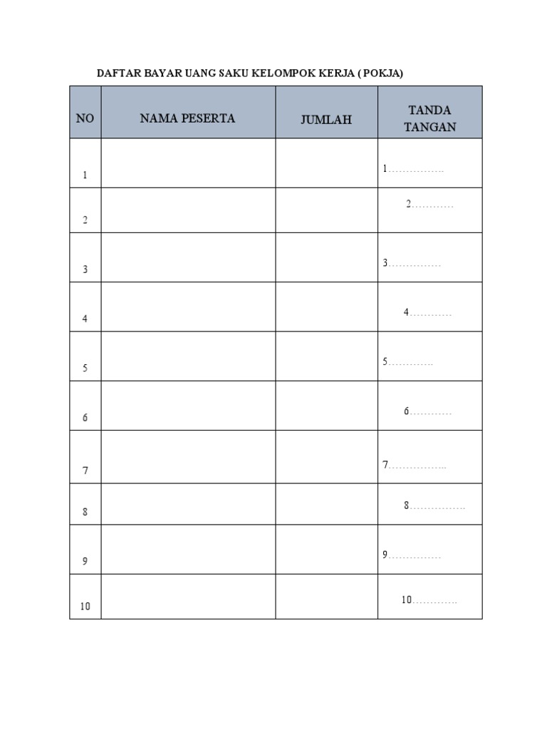 Contoh Daftar Bayar | PDF