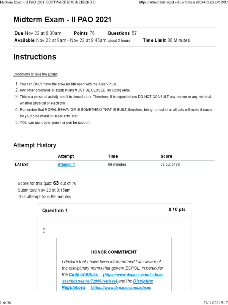 Midterm Exam - II Pao 2021 Software Engineering II | PDF | Software ...