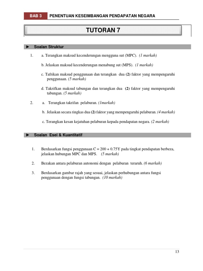 Soalan Tutorial Bab 3 | PDF
