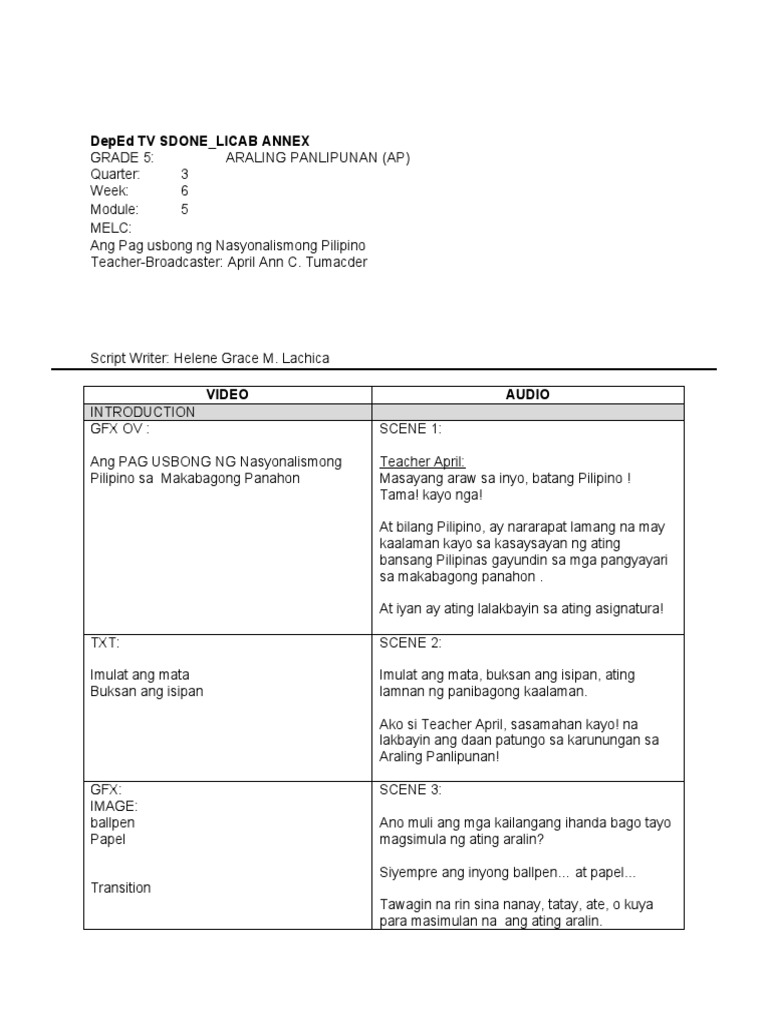 AP5 QTR3week 6 Module 5 Script 1 Edited FINAL | PDF