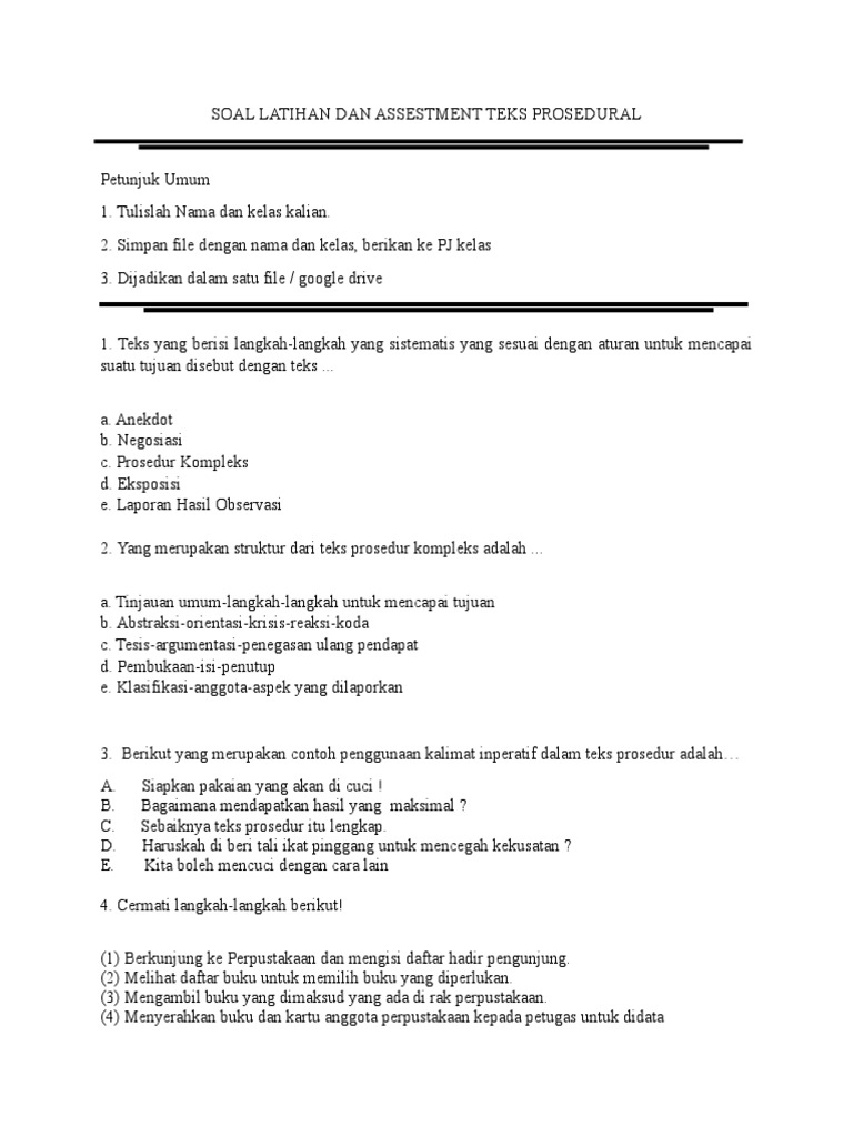 Soal Latihan Teks Prosedural | PDF