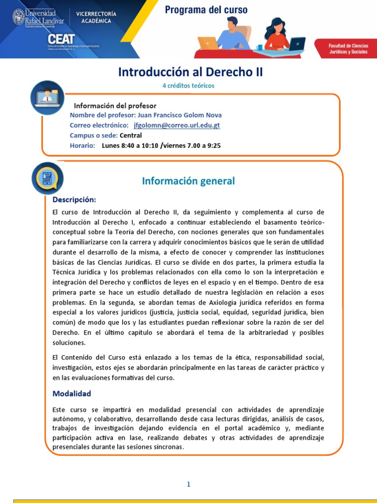 Programa Introducción Al Derecho II 2022 JFGN | PDF | Justicia | Crimen y violencia