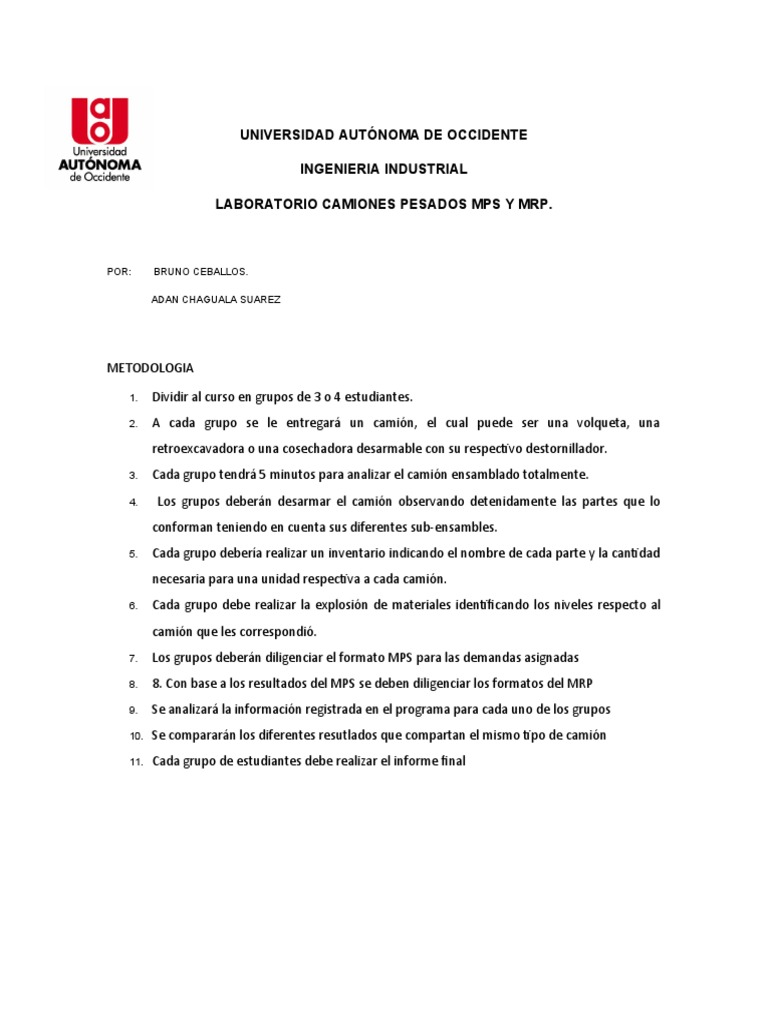 Laboratorio MRP Y MPS | PDF