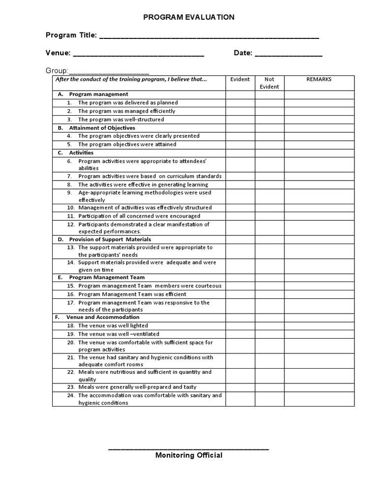 Generic Program Evaluation | PDF