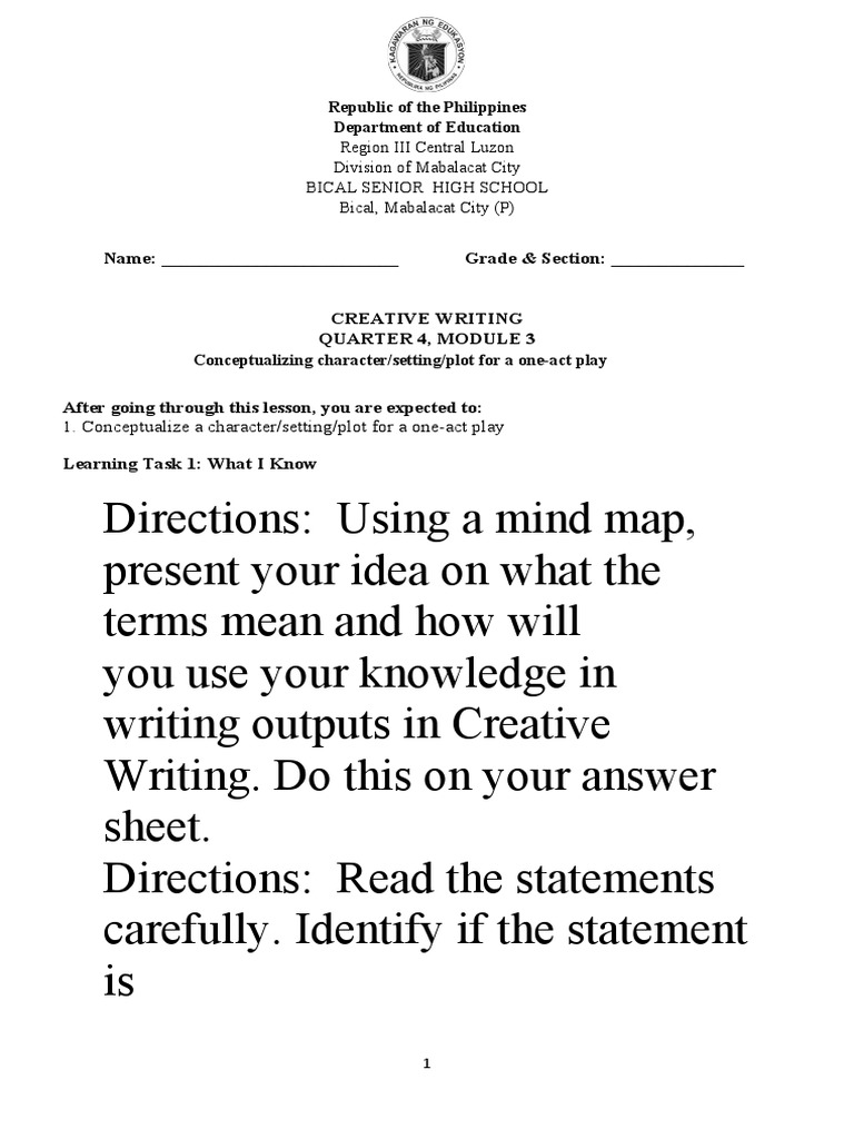 Q4 Module 3 Creative Writing | PDF | Tragedy | Plot (Narrative)