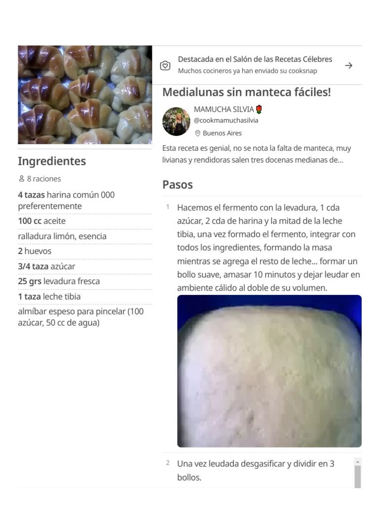 Medialunas Sin Manteca Fáciles! Receta de MAMUCHA SILVIA ? - Cookpad | PDF