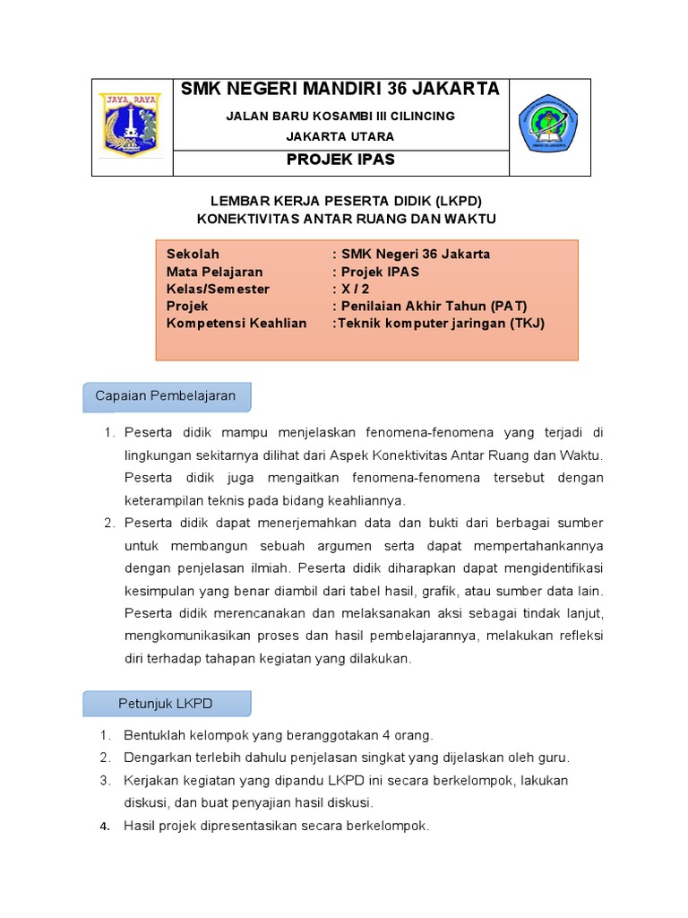 ssPAT Projek IPAS Kelas X Jurusan TKJ LKPD PROJEK | PDF ssPAT Projek IPAS Kelas X Jurusan TKJ LKPD PROJEK | PDF