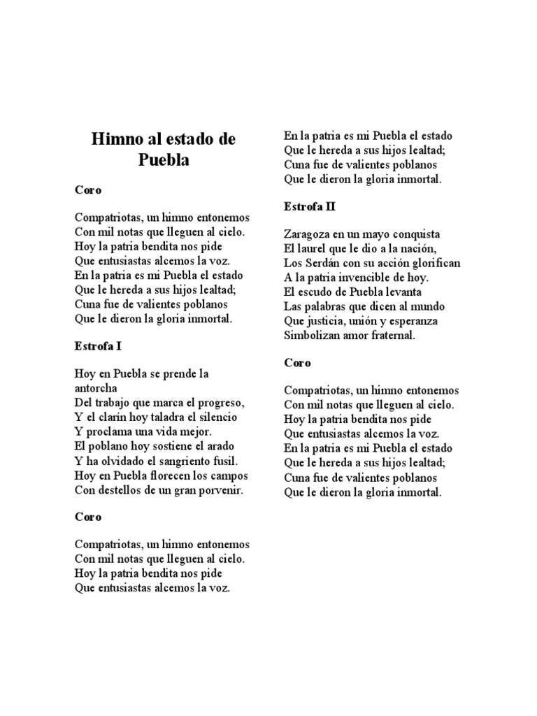 Himno Al Estado de Puebla | PDF | Poesía