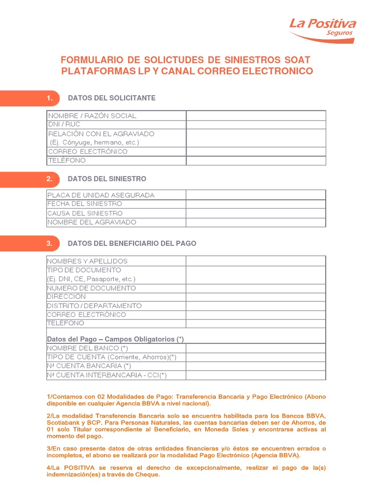 Formulario de Solicitudes de Siniestro Soat | PDF | Privacidad de la información | Justicia