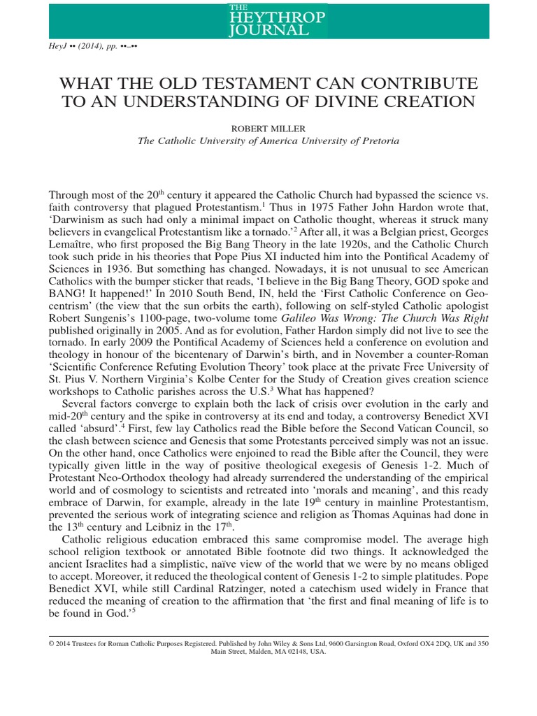 Miller, Robert (2014) - What The Old Testament Can Contribute To An ...