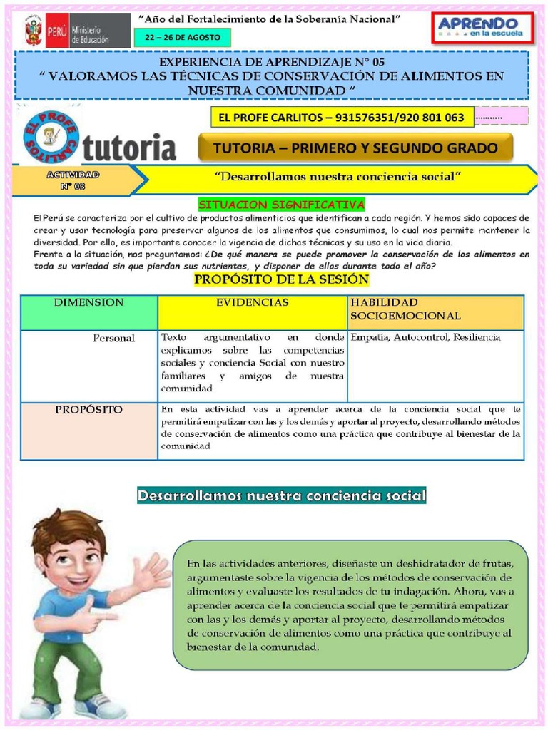 Experiencia de Aprendizaje N°05 - Actividad #03 - 1ero y 2do - Tutoria - 00001 | PDF