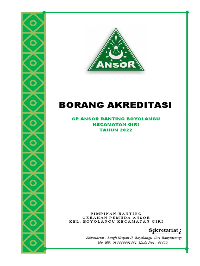 Borang Akreditasi Pimpinan Ranting GP Ansor | PDF