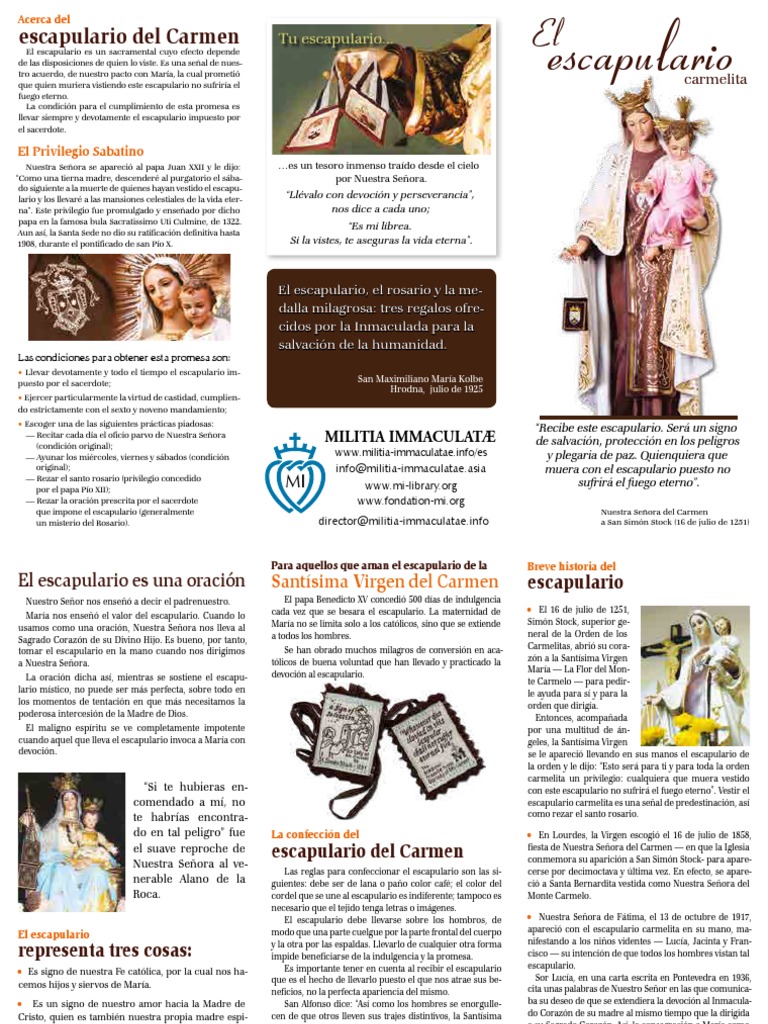 El Escapulario Carmelita | PDF | María, madre de Jesús | Rosario