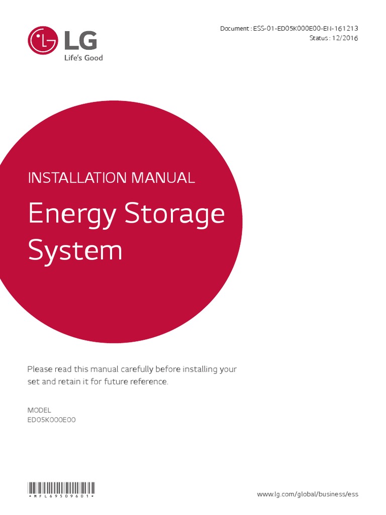 LG ESS - Residential - Installation Manual - EN-đã G P | PDF ...