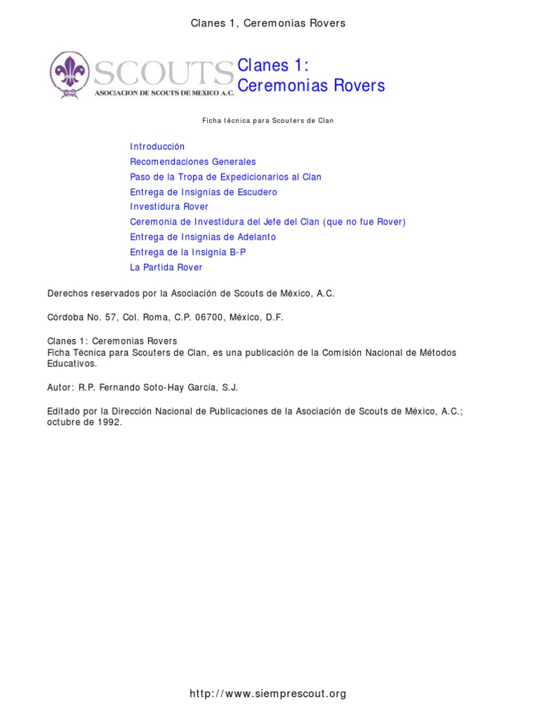 Manual de Ceremonias Rover Scout | PDF | Exploración | Organizaciones ...