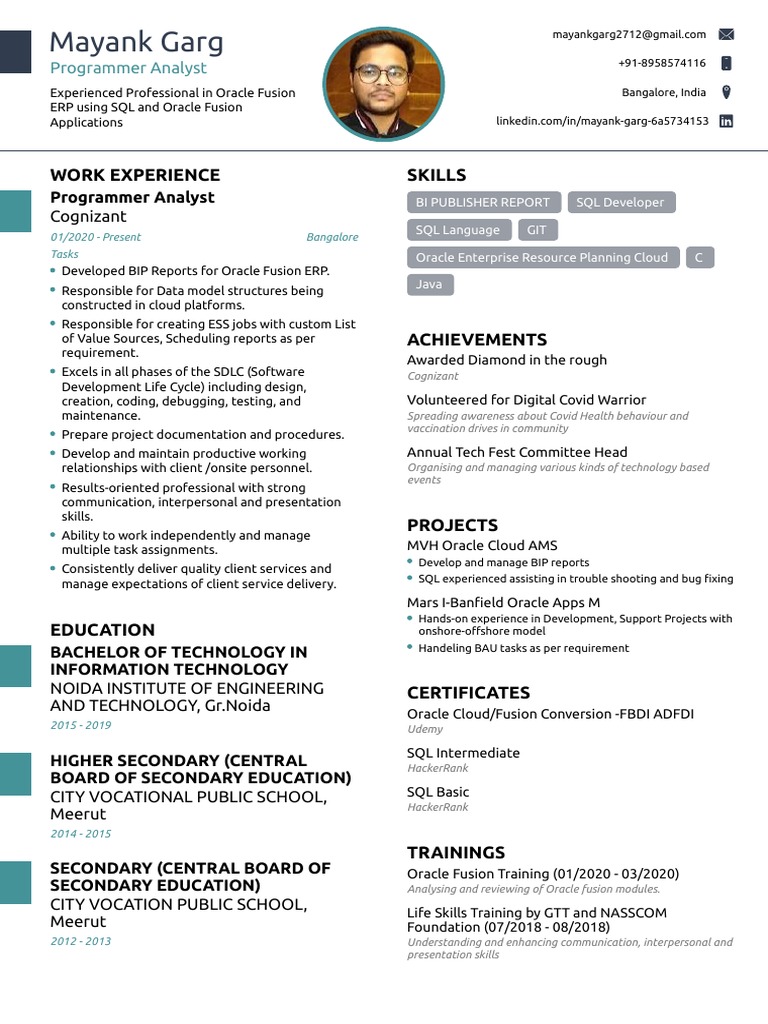 Mayank+Garg+Resume | PDF | Oracle Corporation | Cloud Computing