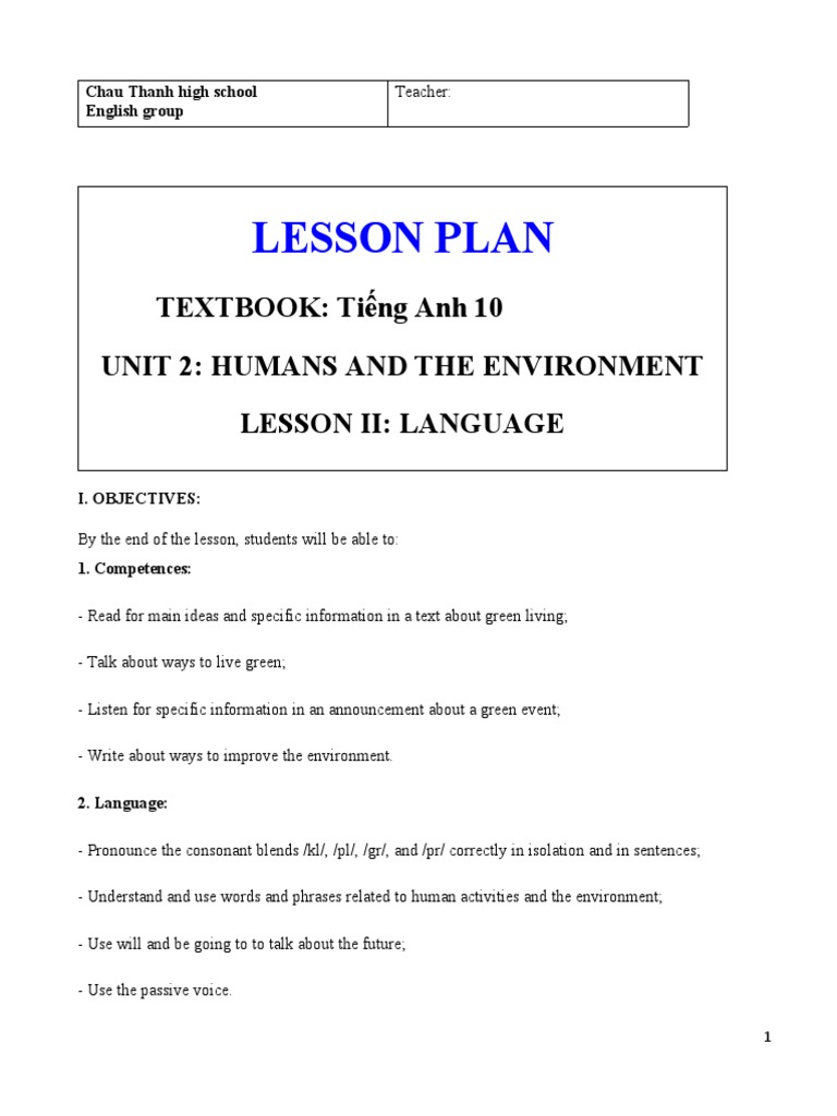 Grade 10 English Unit 2: Environment | PDF | English Language | Cognition