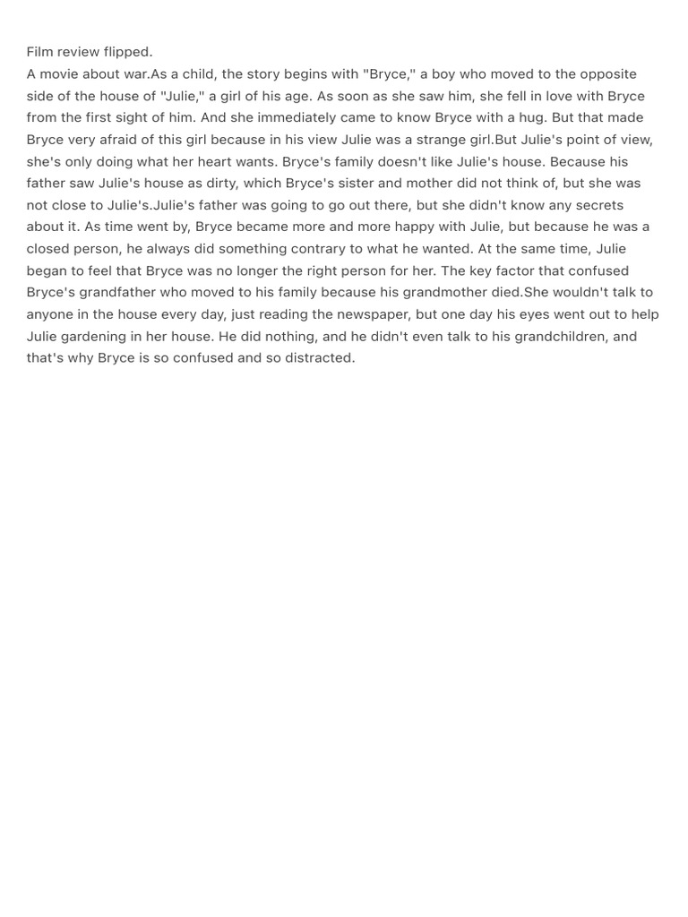 Film Review Flipped. | PDF | Mystery, Thriller & Crime Fiction