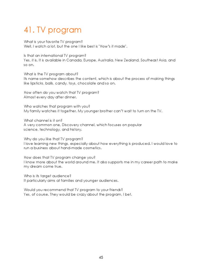 Favorite Family TV Program Insights | PDF