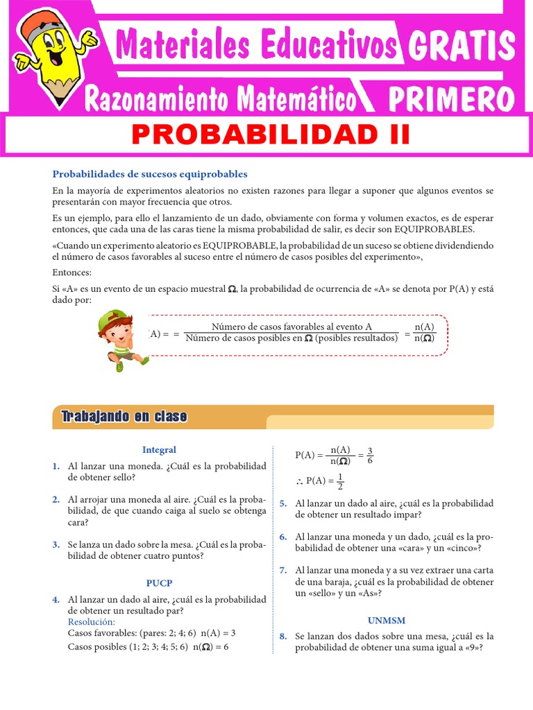 27 Probabilidades-de-Sucesos-Equiprobables-para-Primer-Grado-de-Secundaria | PDF | Probabilidad ...