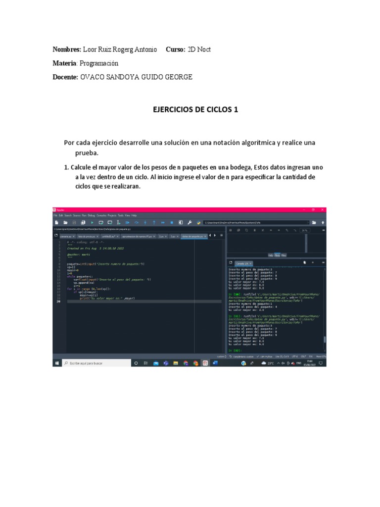 Ejercicios de Ciclos 1 | PDF