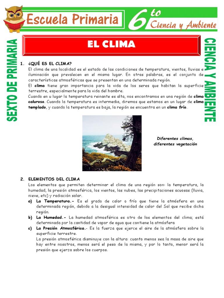El Clima para Sexto de Primaria | PDF | Clima | Herida