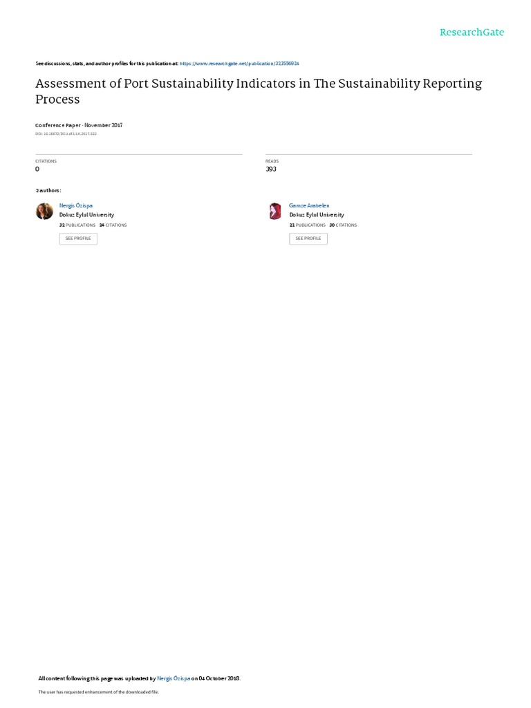 Assessment of Port Sustainability Indicators in TH | PDF ...