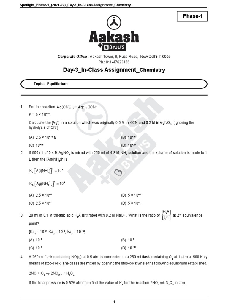 Day-3 - In-Class Assignment - : Phase-1 | PDF | Buffer Solution | Ph