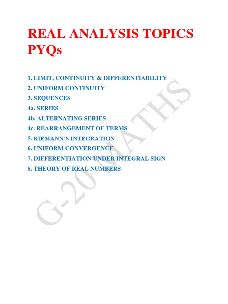 G-20 REAL ANALYSIS CHAPTERWISE PYQs | PDF