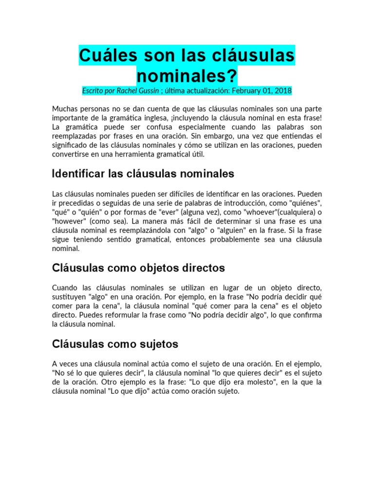 Cláusulas Nominales | PDF