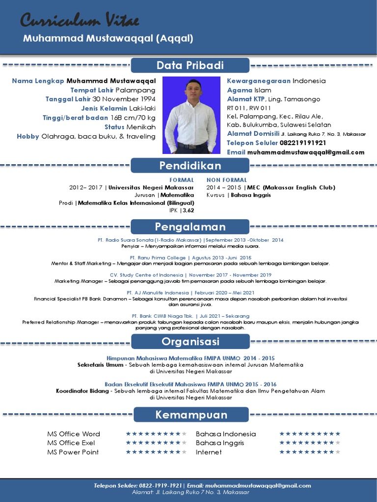 Curriculum Vitae Muhammad Mustawaqqal | PDF