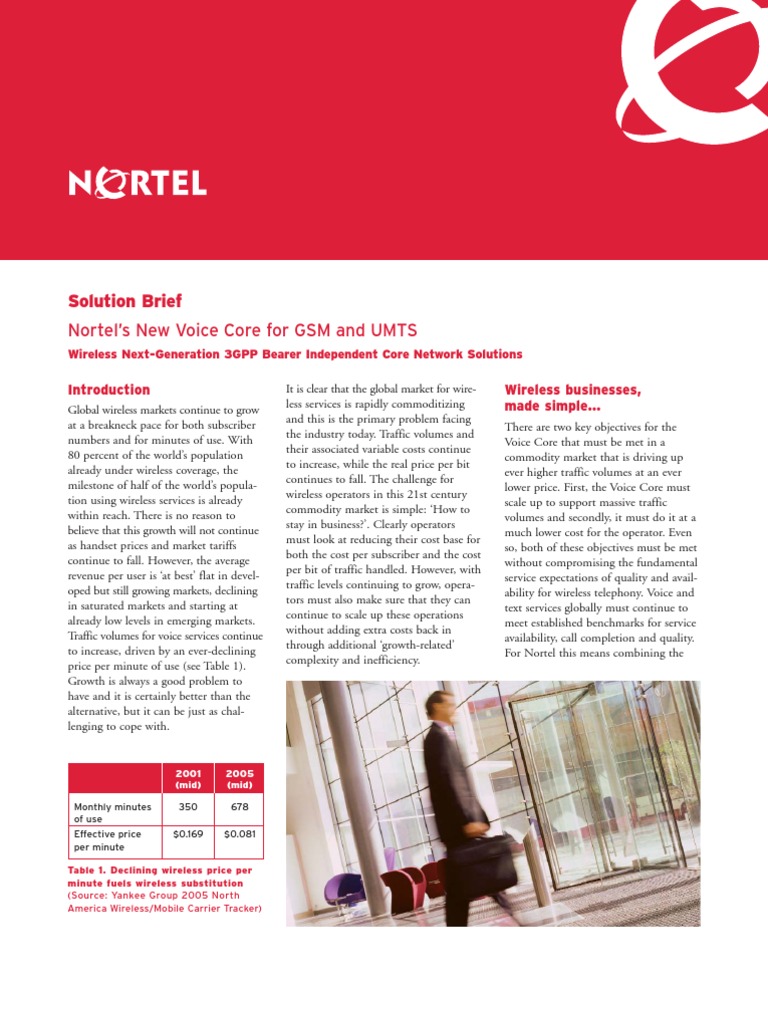 Solution Brief Nortel's New Voice Core For GSM and UMTS: Wireless ...