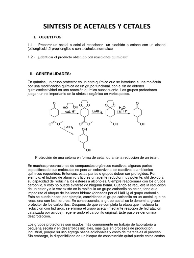 Síntesis de Acetales y Cetares | PDF | Química | Compuestos químicos