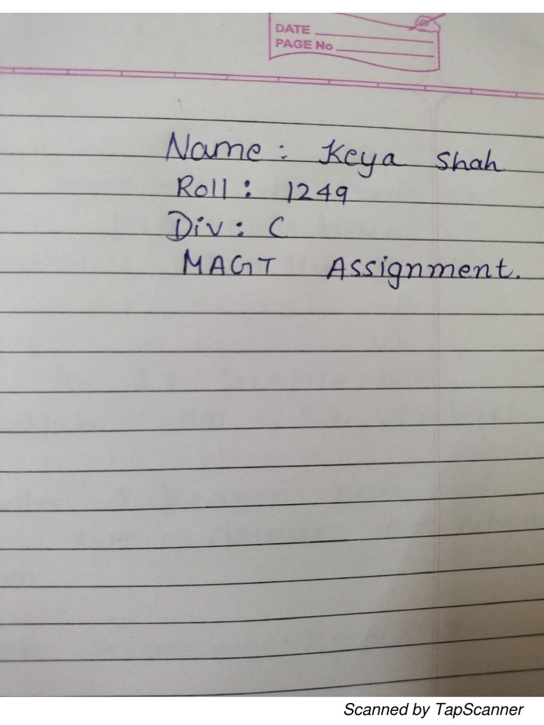 Roll - 1249. Name - Keya Shah. Magt Assignment 2 - Sem 2 | PDF
