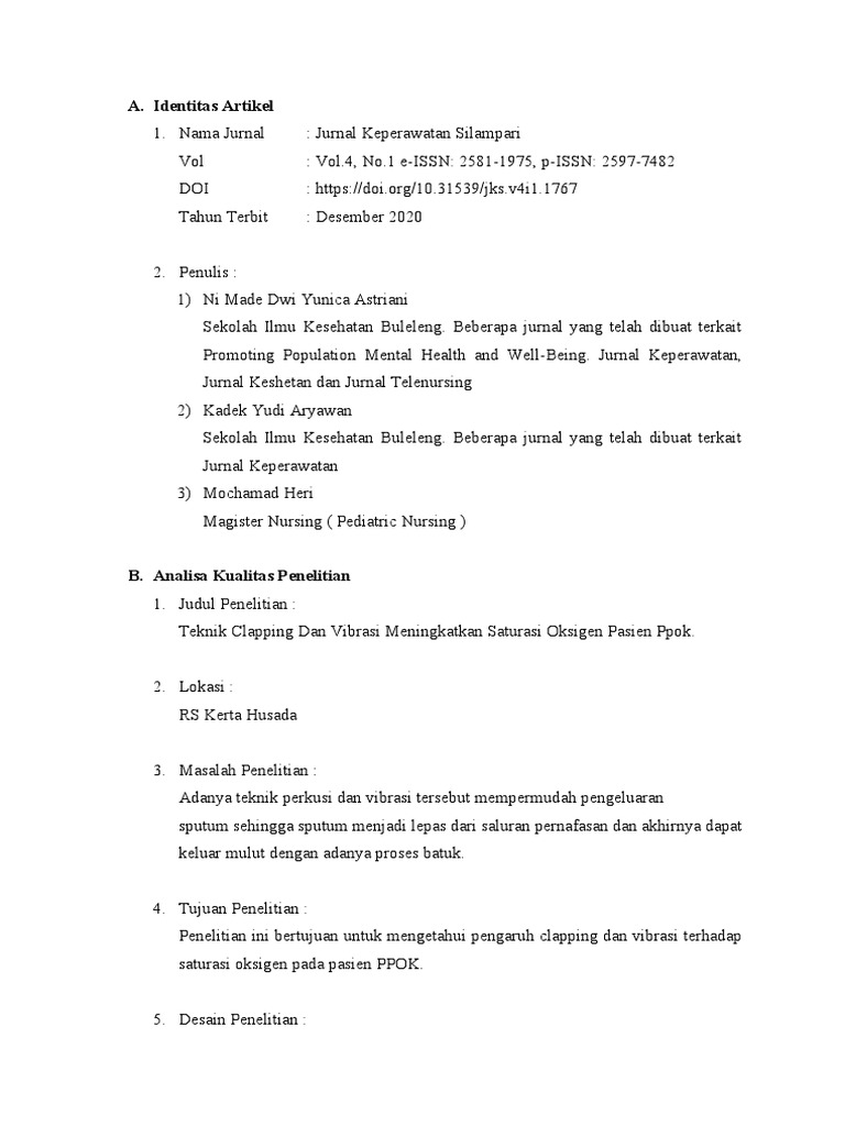 Analisa Jurnal Clapping Dan Vibrasi | PDF | Pengembangan Diri