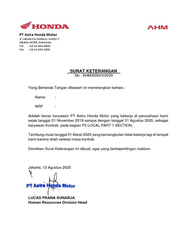 Paklaring PT Astra Honda Motor | PDF