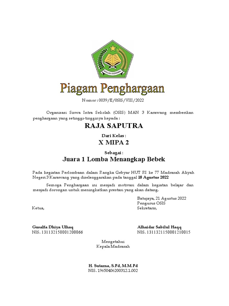 Piagam 1 | PDF