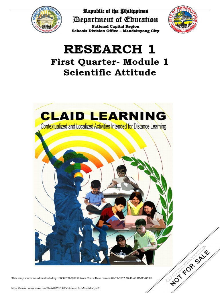 Research 1 First Quarter Module 1 Scientific Attitude Pdf Science