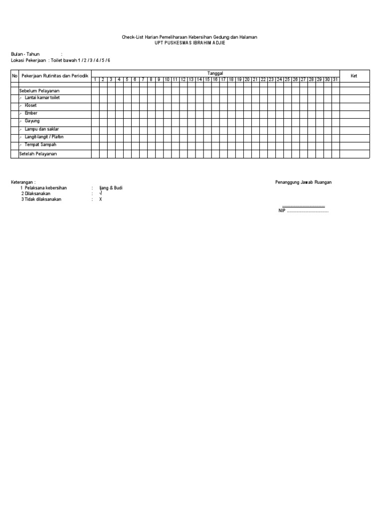 Checklist Pemeliharaan Gedung Dan Sarana | PDF