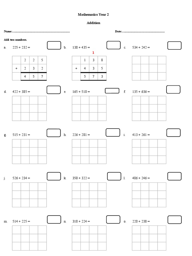 Addition Year 2 2 | PDF