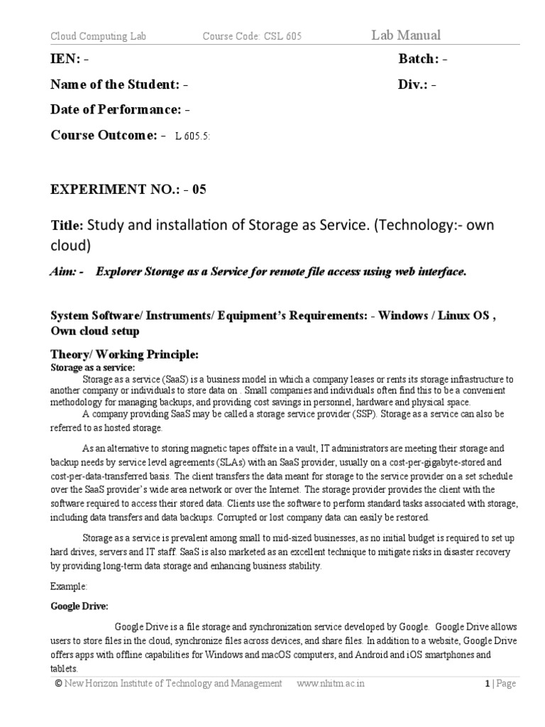 Experiment No 5 CCLlabmanual | PDF | Cloud Computing | Software As A Service