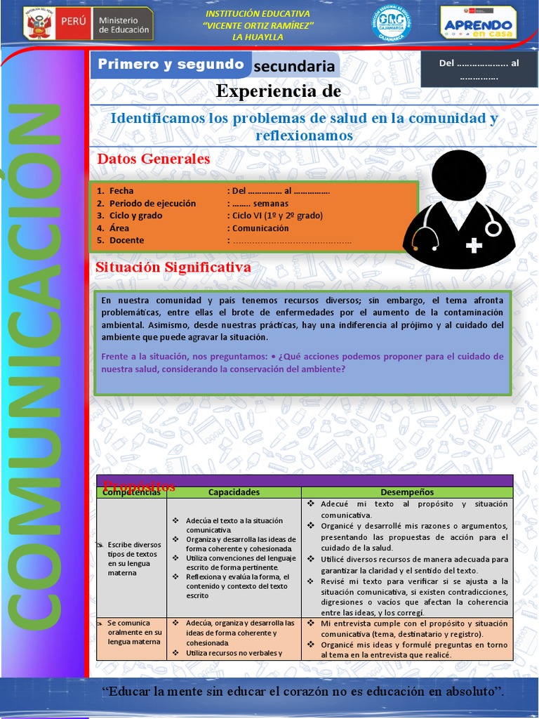 Experiencia De Aprendizaje 03 Primero Y Segundo Com Pdf