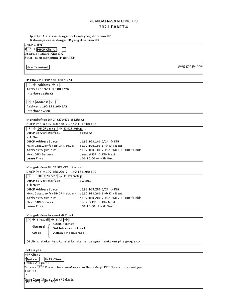 Pembahasan Ukk 2021 Paket 4 TKJ | PDF | Alamat IP | Server Proxy